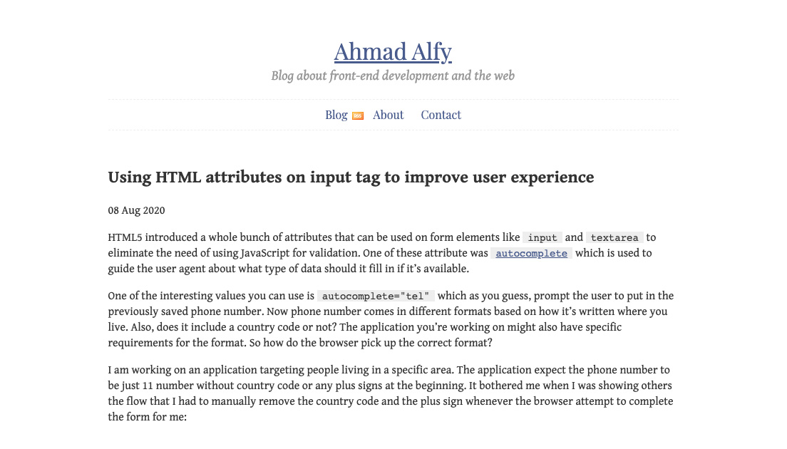 Using HTML attributes on input tag to improve user experience